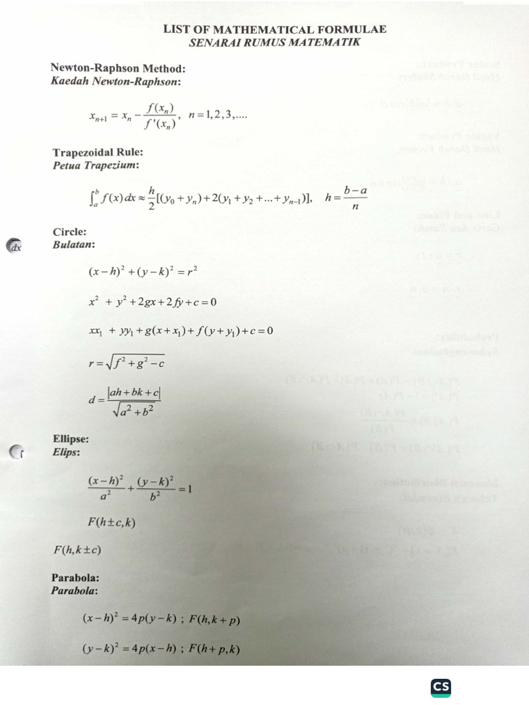 Class 7 Maths Formulas List | PDF