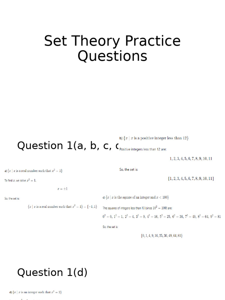 Set Theory Practice Questions | PDF
