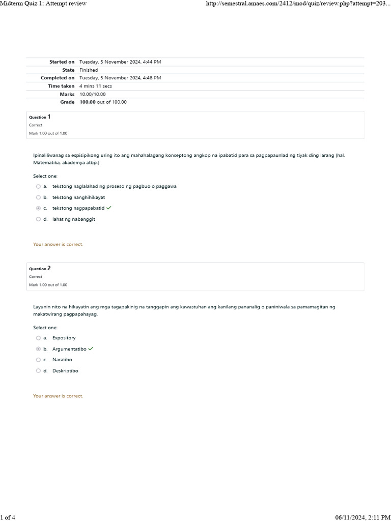 UGRD-FILI6201 Kritikal Na Pagbasa, Pagsulat at Pagsasalita - Midterm Q1 | PDF