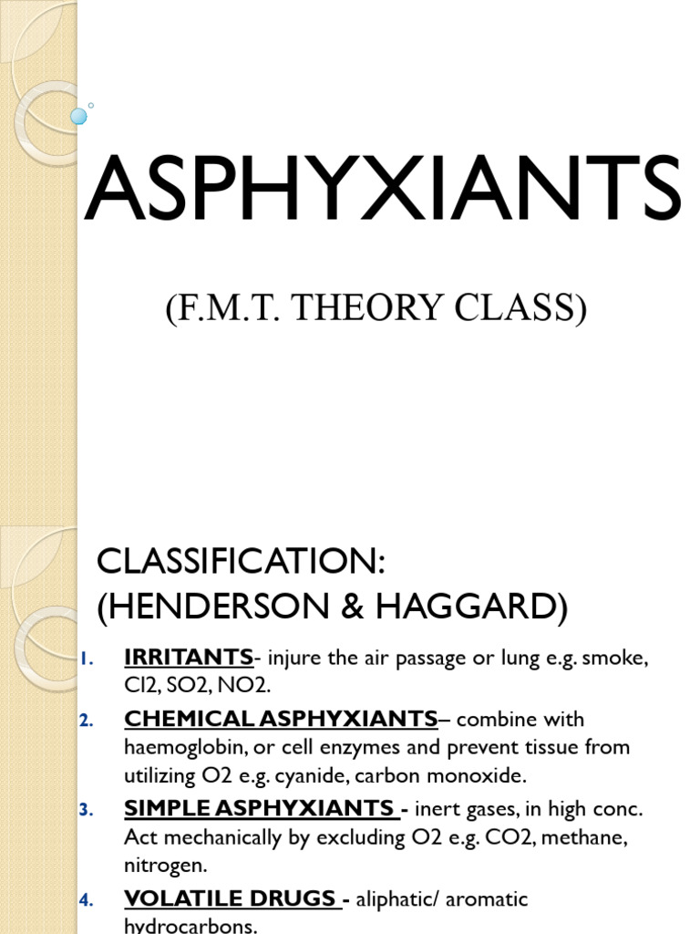 Asphyxiants New.pptx | PDF | Carbon Monoxide | Smoke