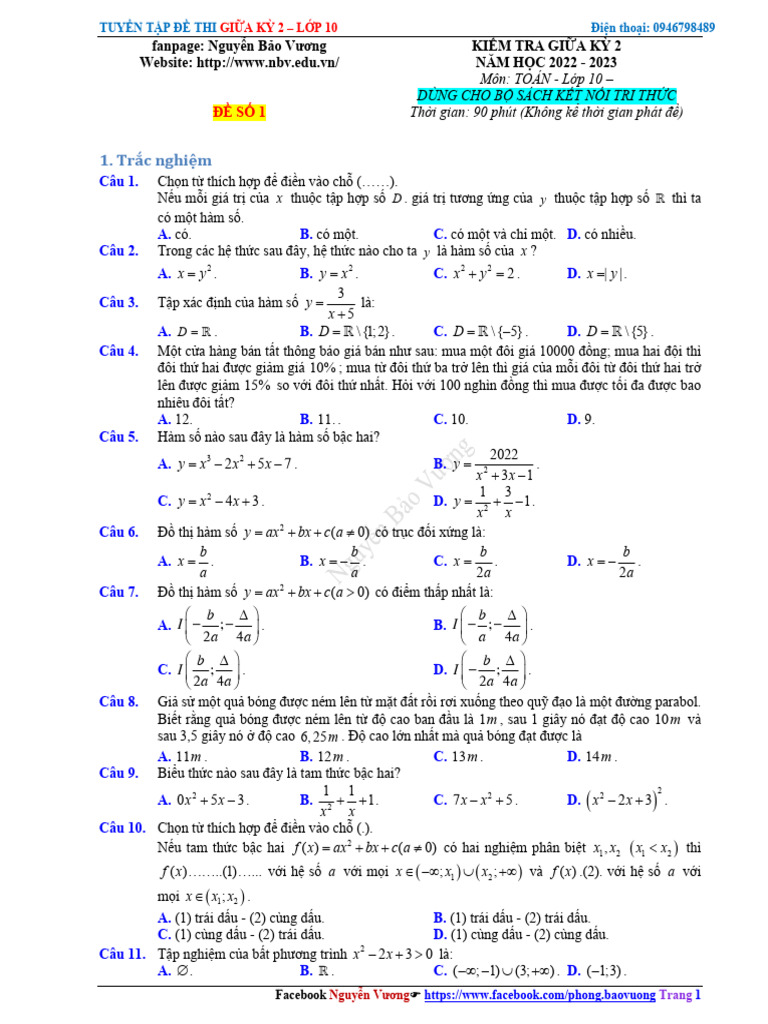 Đề số 1 - KNTT | PDF