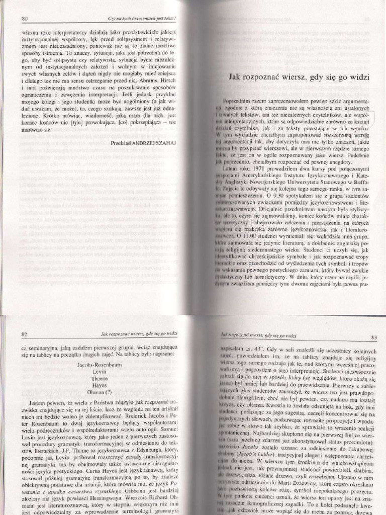 Stanley Fish - Jak Rozpoznać Wiersz Gdy Się Go Widzi | PDF