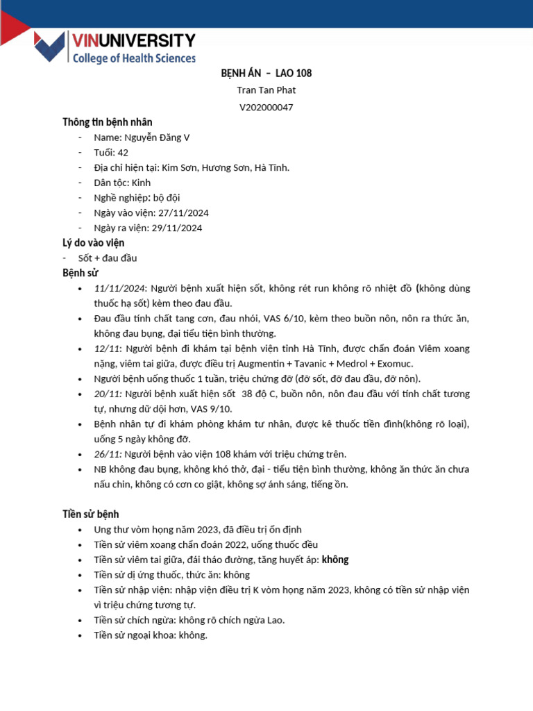 Case-Based Discussion for Tuberculosis VN | PDF