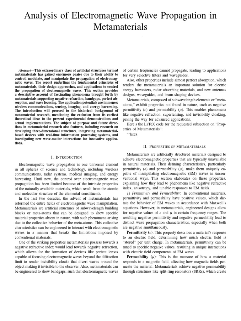 Metamaterials & EM Wave Propagation | PDF | Metamaterial | Waves