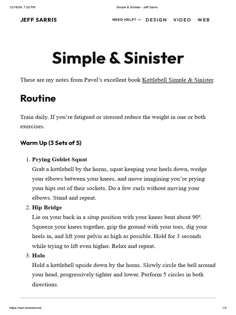 Simple & Sinister - Jeff Sarris | PDF | Kettlebell | Weight Training