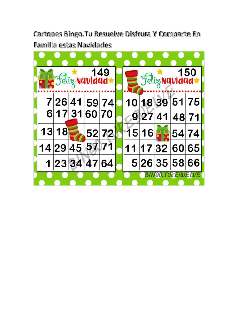 Cartones Navidenos Bingo TuResuelve Official diciembre_104646 | PDF