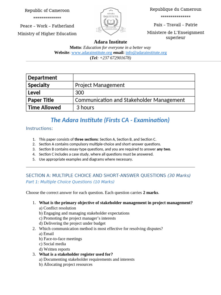Communication And Stakeholder Manageent Pdf Project Management