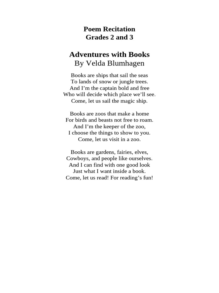 Poem Recitation for Grades 2-3 | PDF