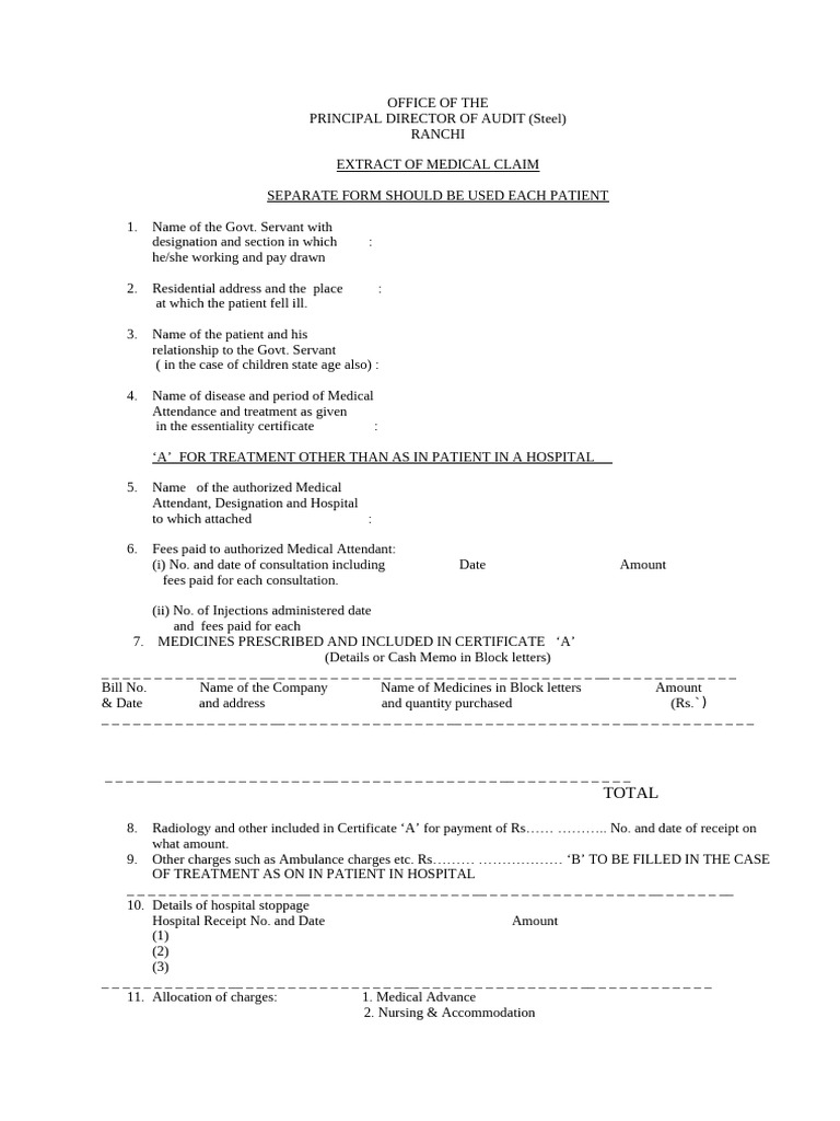Medical Reimbursement Claim Form | PDF | Hospital | Physician