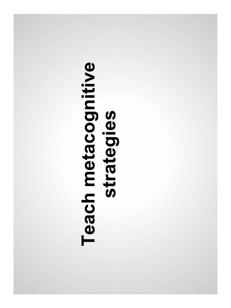 Teach Metacog Strategies | PDF