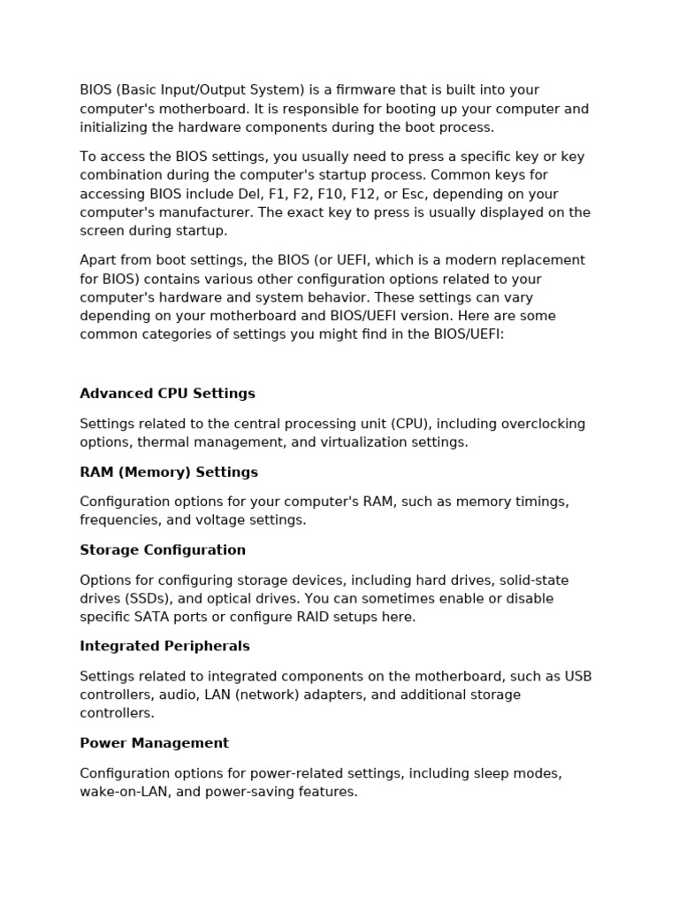 BIOS/UEFI Guide for Tech Enthusiasts | PDF | Bios | Booting