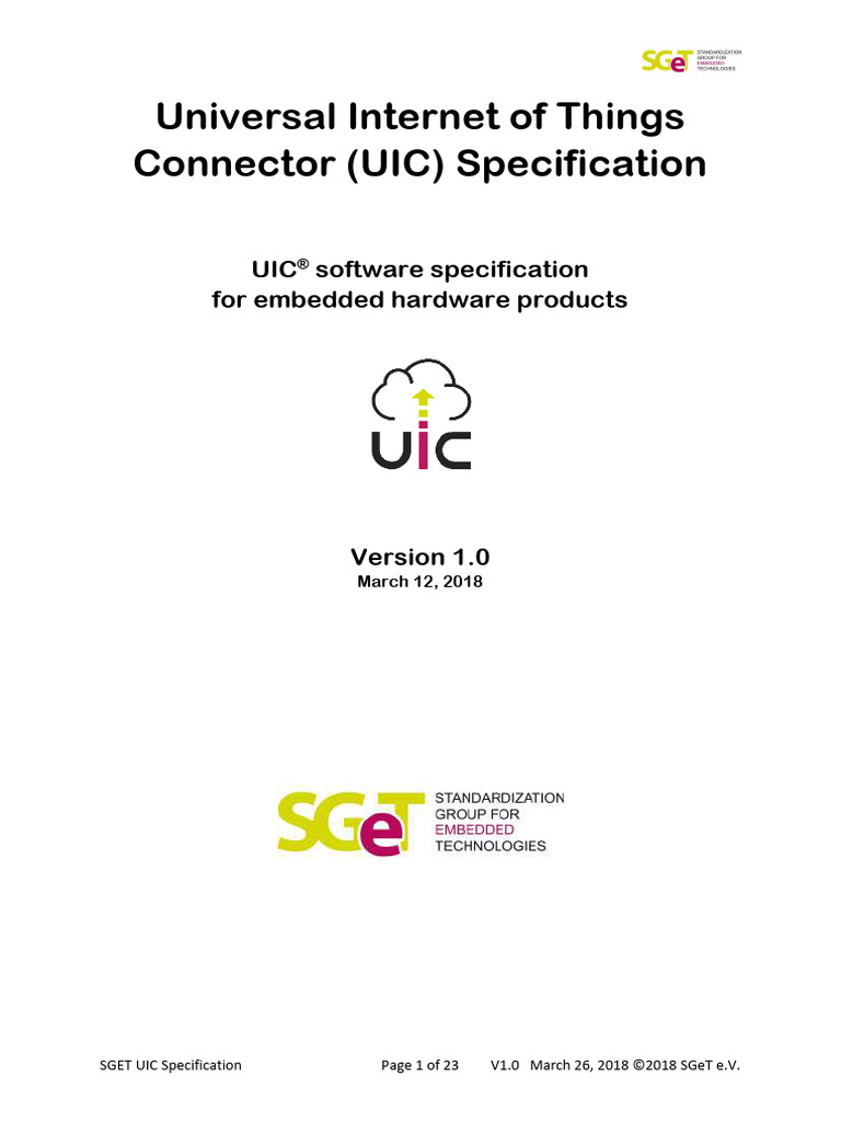 UIC-Spec_1.0 | PDF | Embedded System | Specification (Technical Standard)