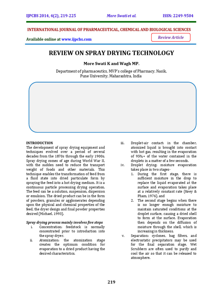 Review of Spray Drying Technology | PDF | Soft Matter | Liquids