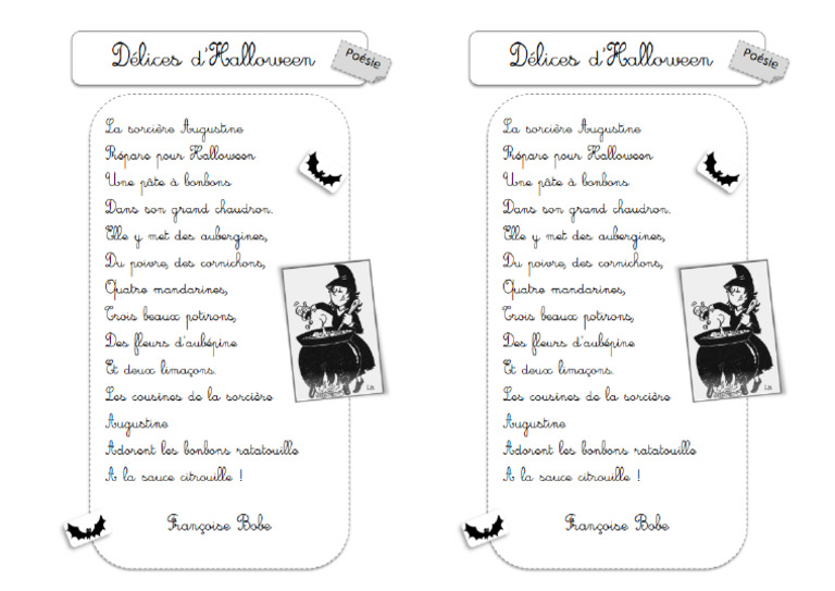 Poésie CP Délices D'halloween | PDF