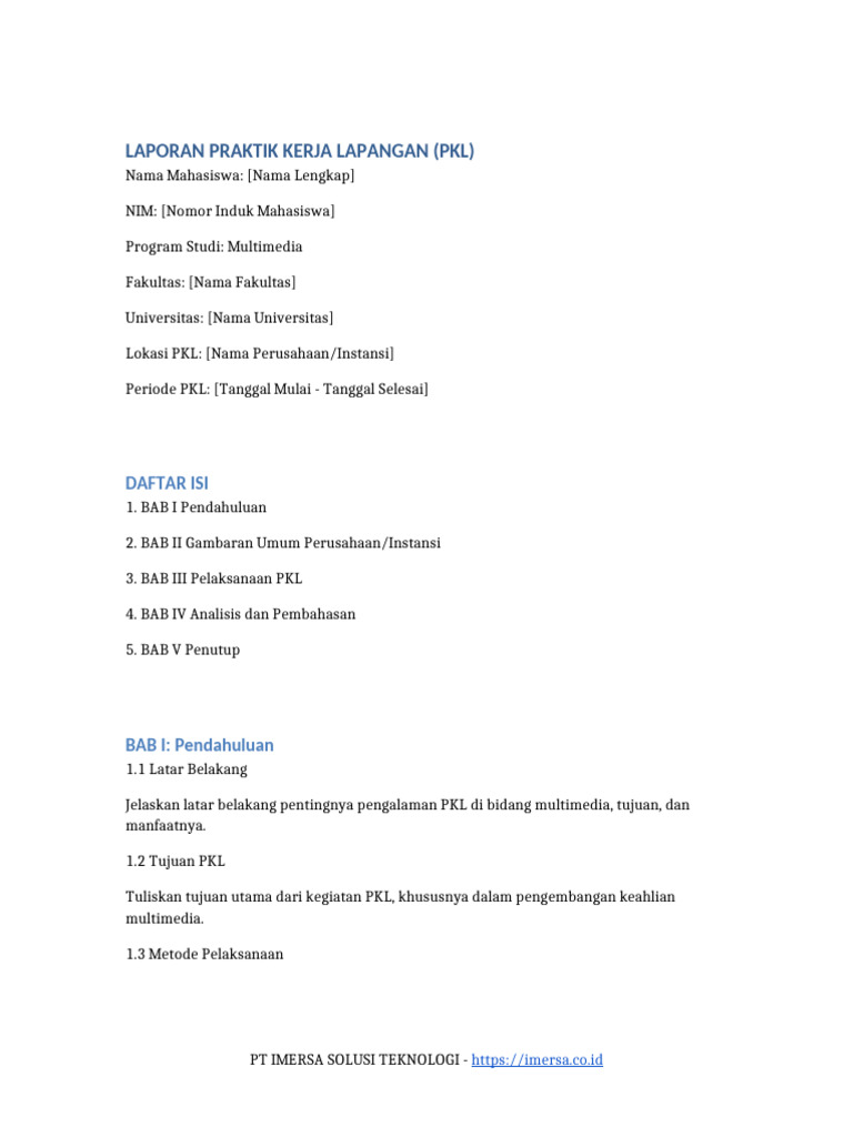 Contoh Laporan PKL Multimedia | PDF