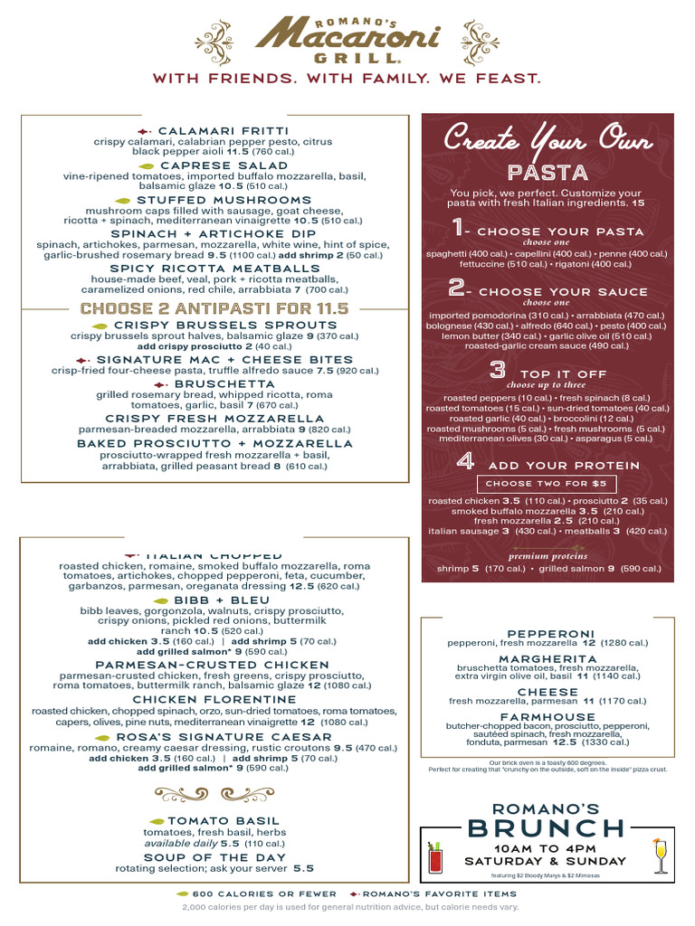 Macaroni Grill Main Menu C Mcallen 10 21 | PDF | Pasta | Pizza