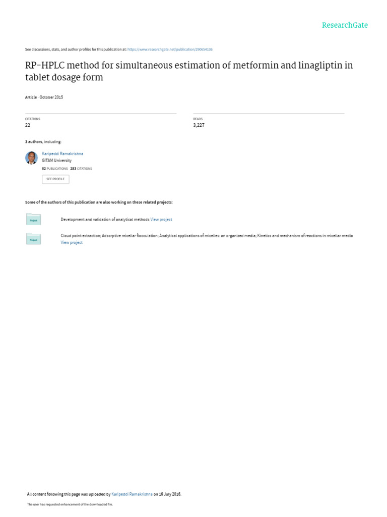 Lina+Met_Assay | PDF | Chromatography | High Performance Liquid ...