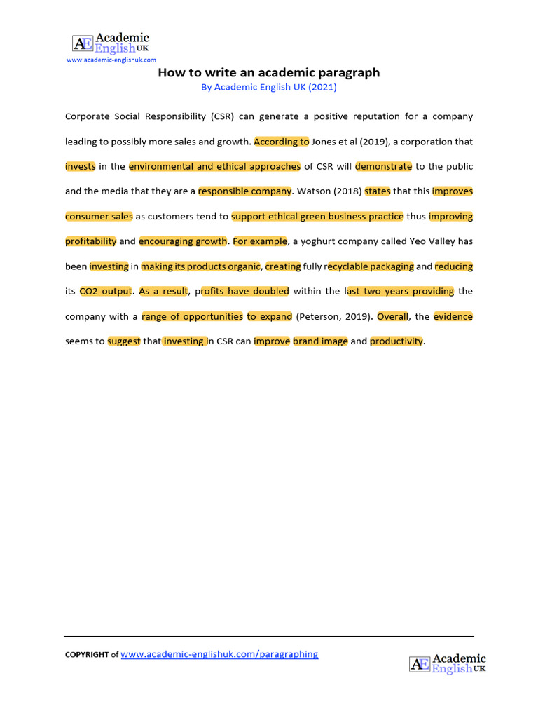 An Academic Paragraph by Academic English UK | PDF