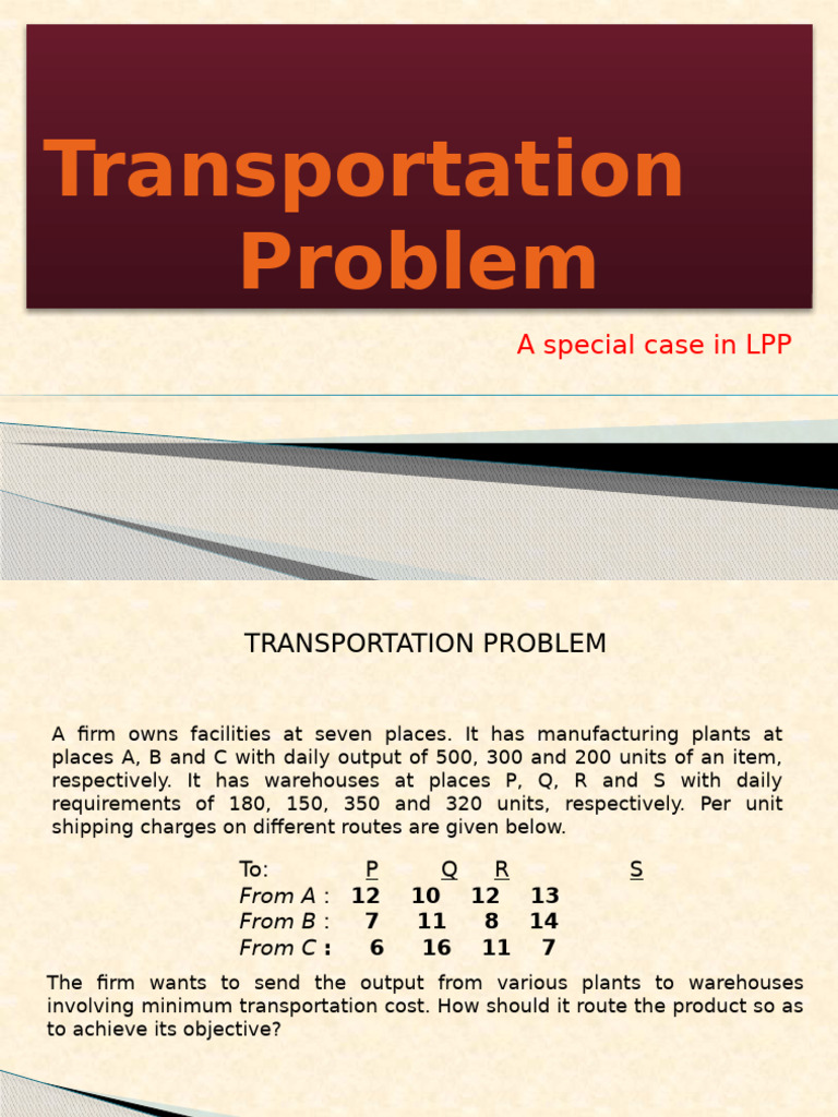 Transportation Problem Optimization Methods | PDF | Applied Mathematics | Algorithms