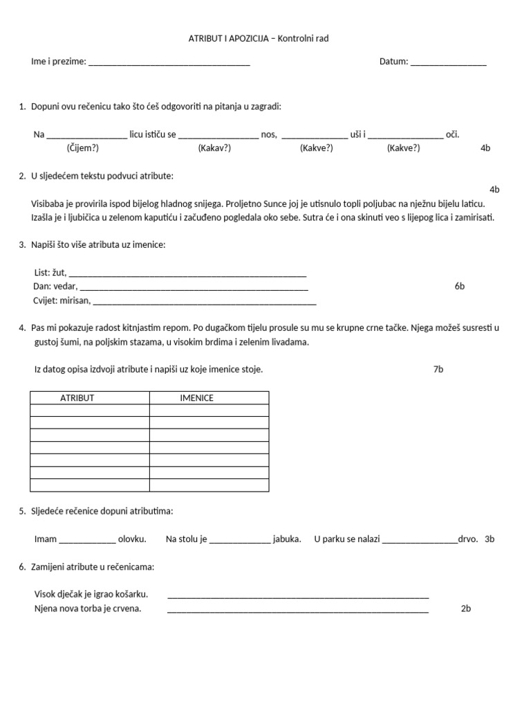 Atribut I Apozicija | PDF