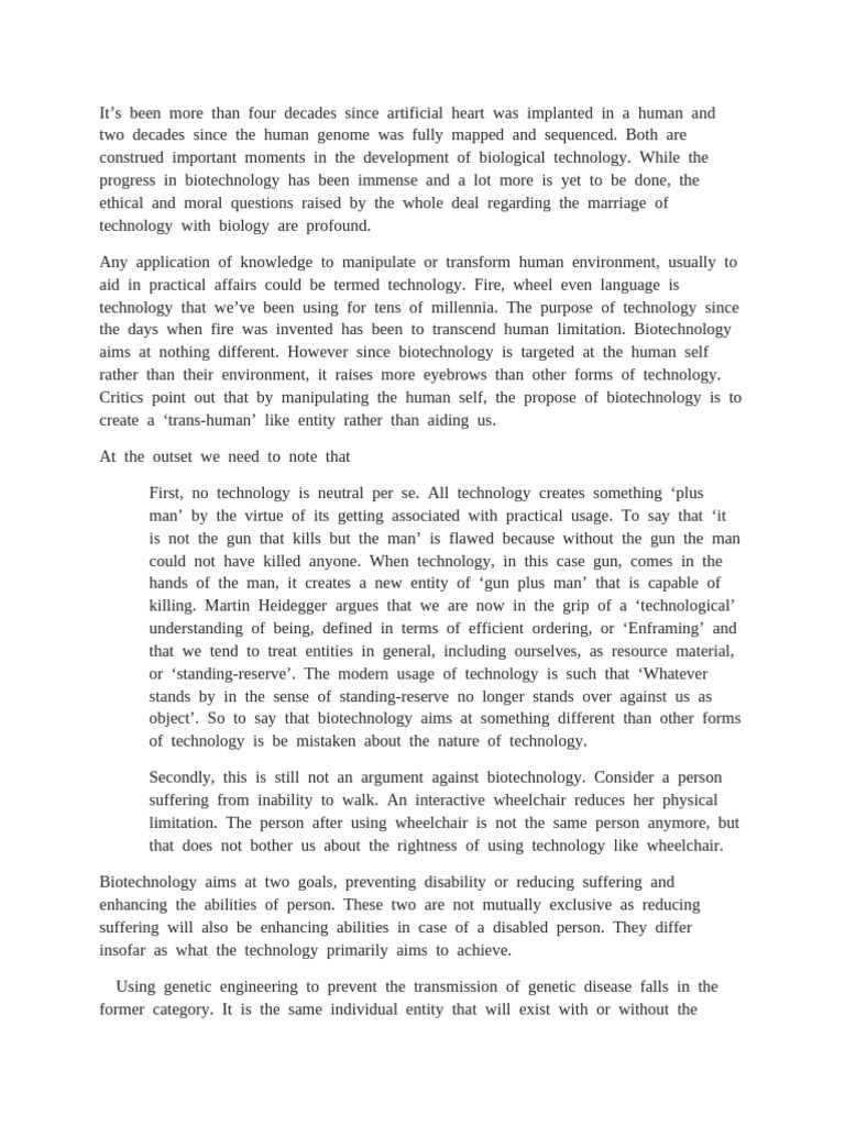 Biotechnology and Bioethics | PDF | Biotechnology | Disability