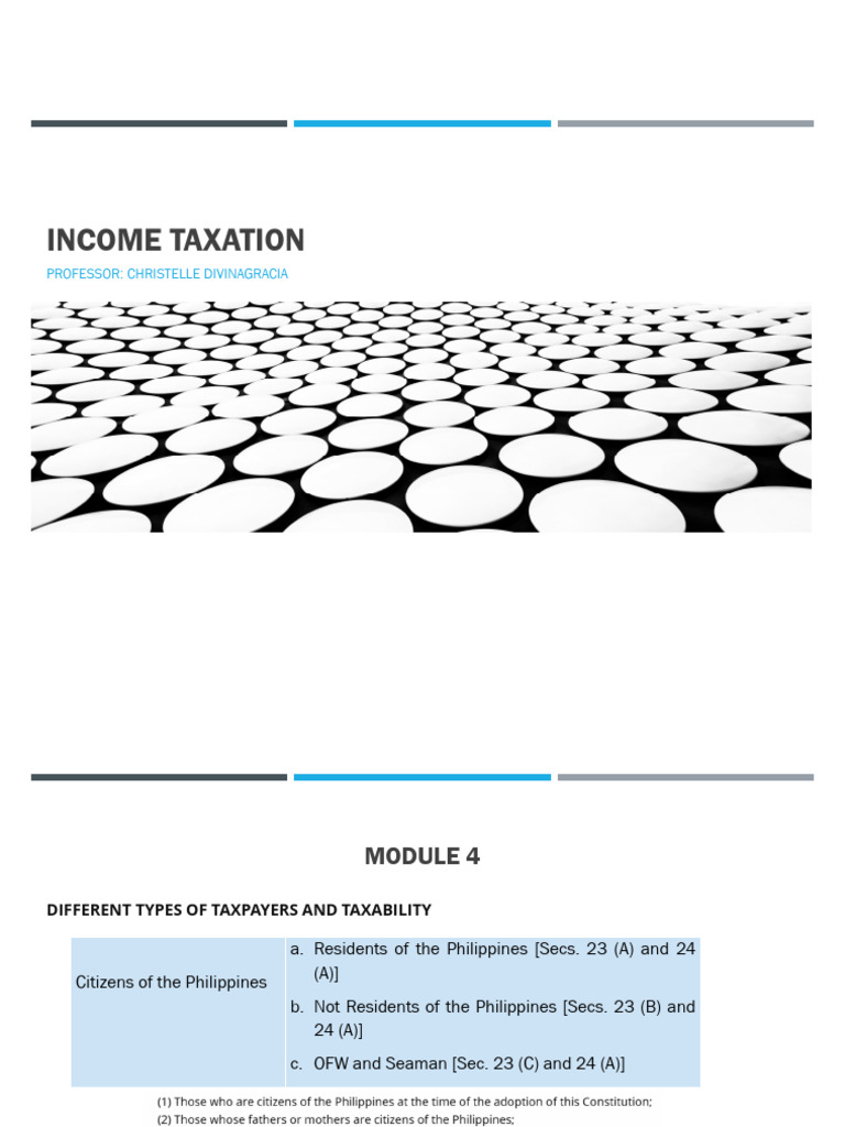 Income Taxation - Module 4 | PDF | Taxes | Citizenship
