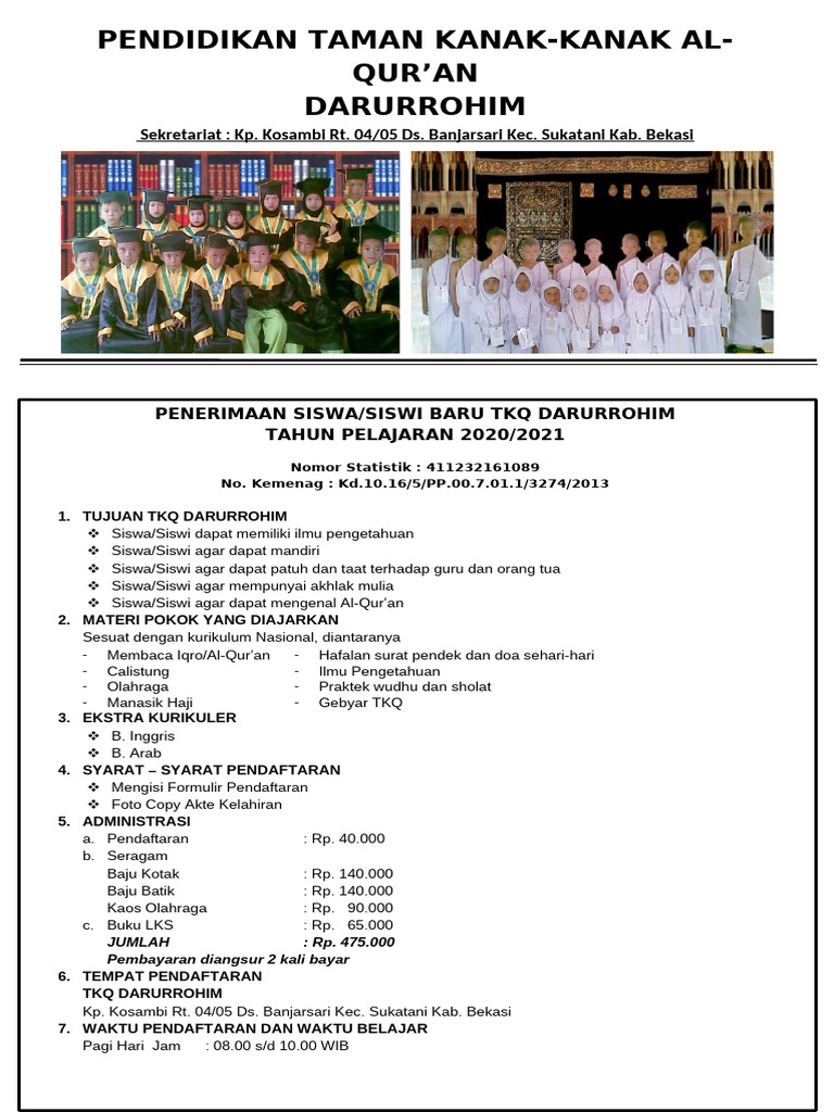 Brosur TK Darurrohim | PDF