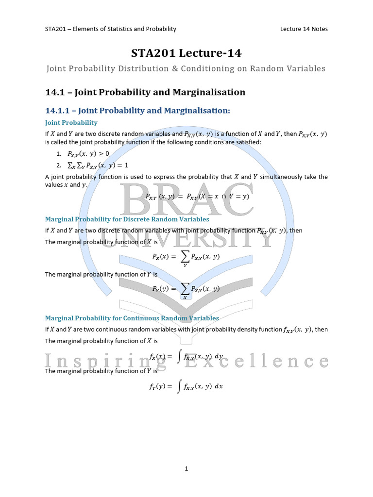 Lecture 14 Notes (1) (2) | PDF | Probability Distribution | Probability ...