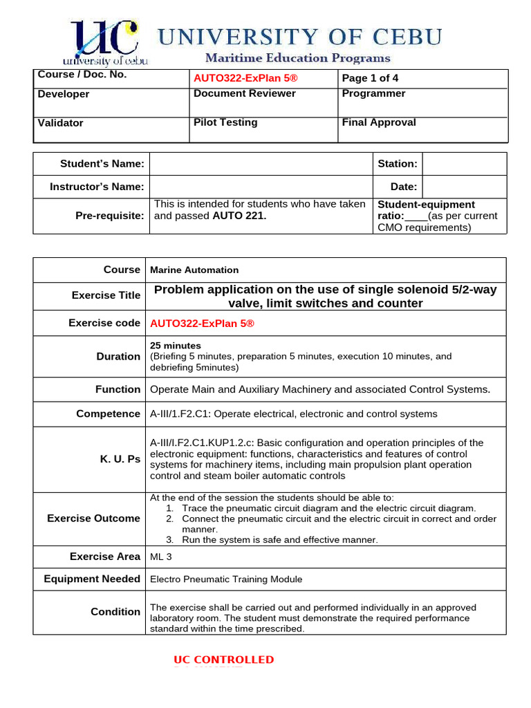 AUTO322-ExPlan-5 | PDF | Automation