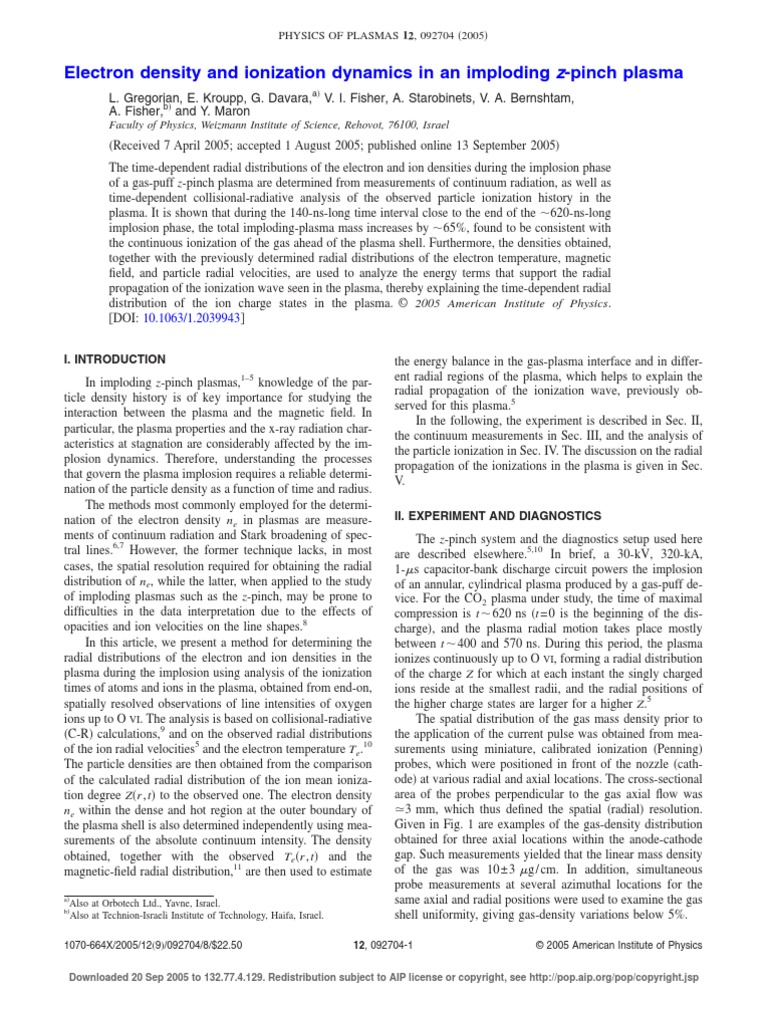 L. Gregorian Et Al - Electron Density and Ionization Dynamics in An ...