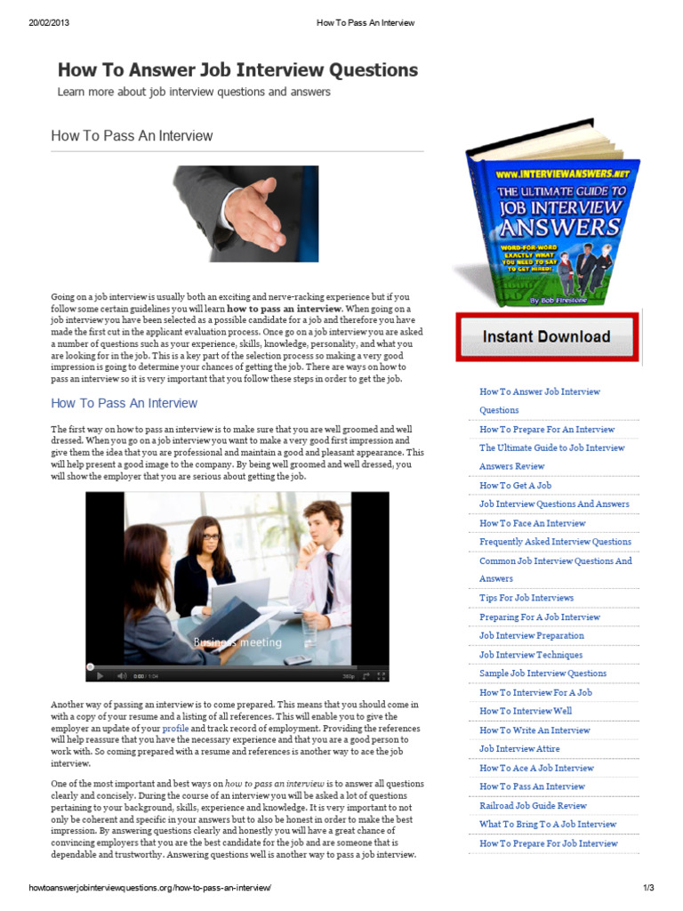 How To Pass An Interview | PDF | Job Interview | Employee Relations