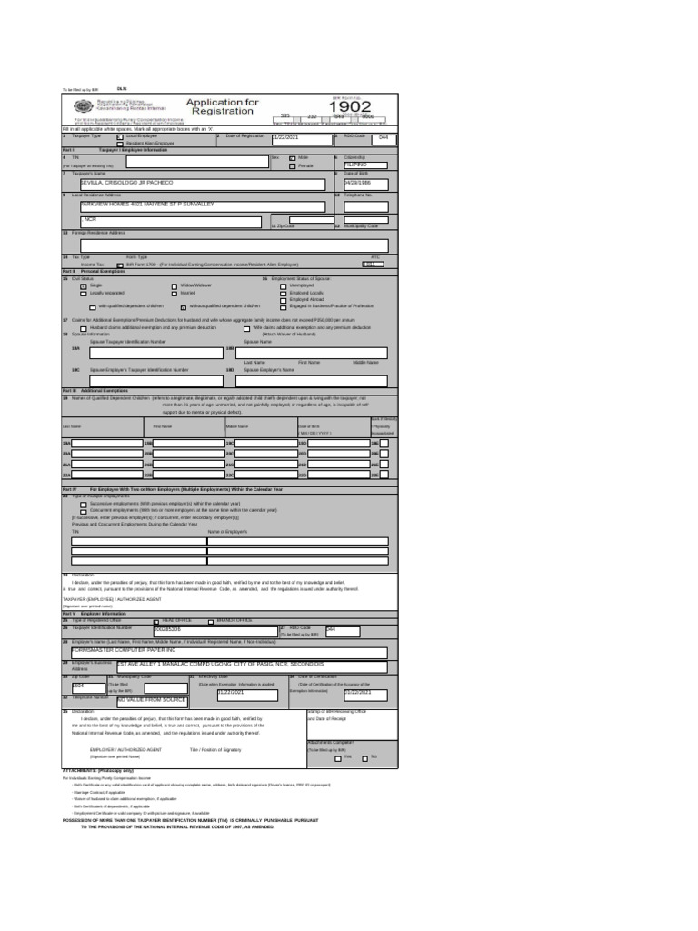 1902(1) | PDF | Identity Document | Taxpayer
