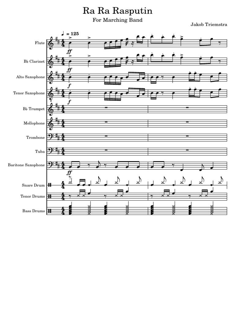 Ra Ra Rasputin | PDF | Tenor Saxophone | Aerophones