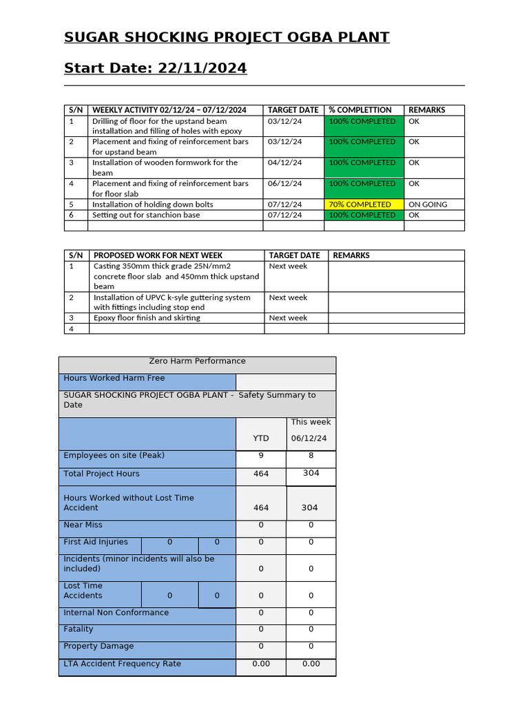 Sugar Shocking Project Weekly Report | PDF | Occupational Safety And ...