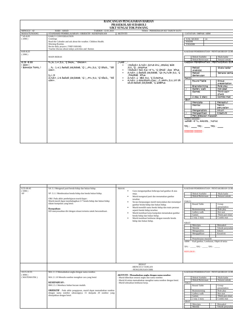 M42 (Ahad) - Persediaan Ke Tahun Satu | PDF