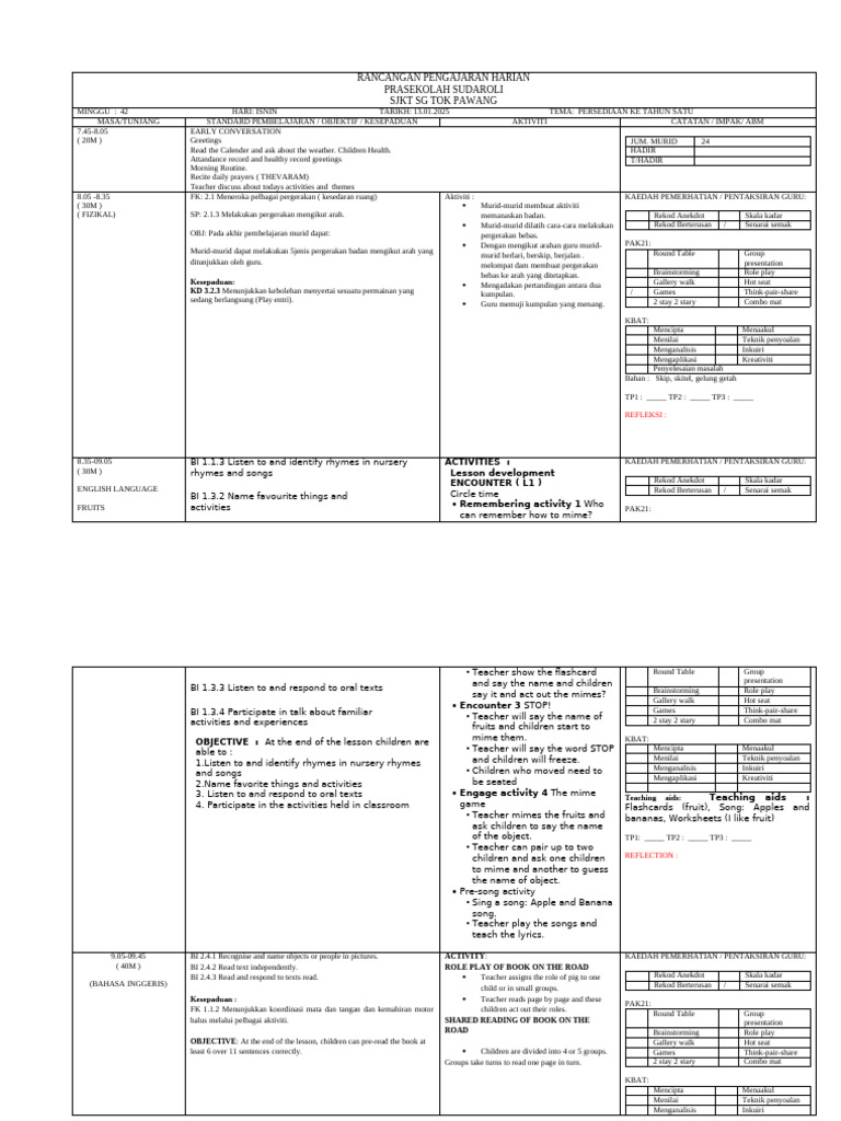 M42(ISNIN)-PERSEDIAAN KE TAHUN SATU | PDF