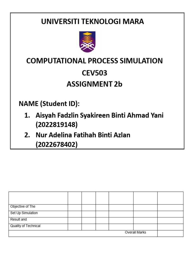 Cev503 - Fadzlin&fatihah - Assignment 2B - 5C | PDF | Mathematical Optimization | Stoichiometry