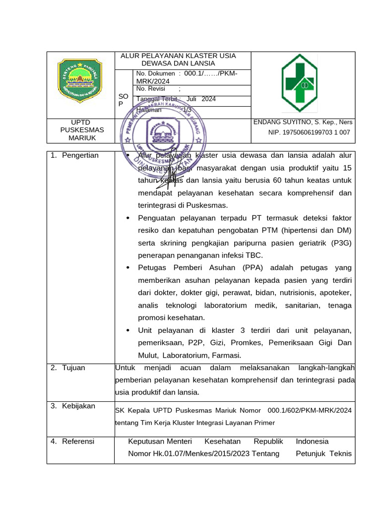 Alur Pelayanan Klaster 3 Lansia | PDF