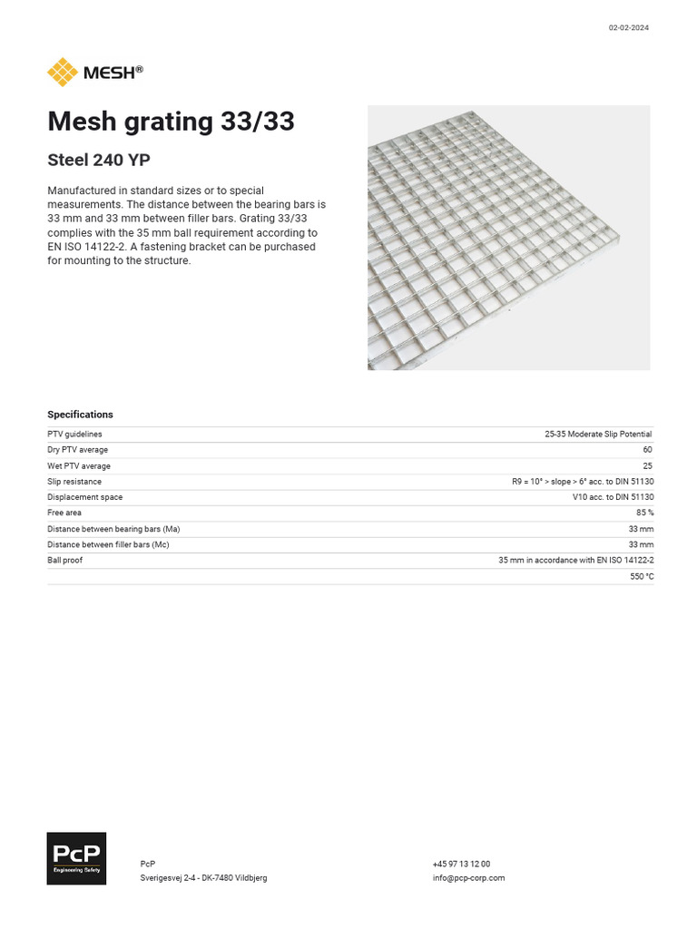 Mesh Grating Specifications and Details | PDF