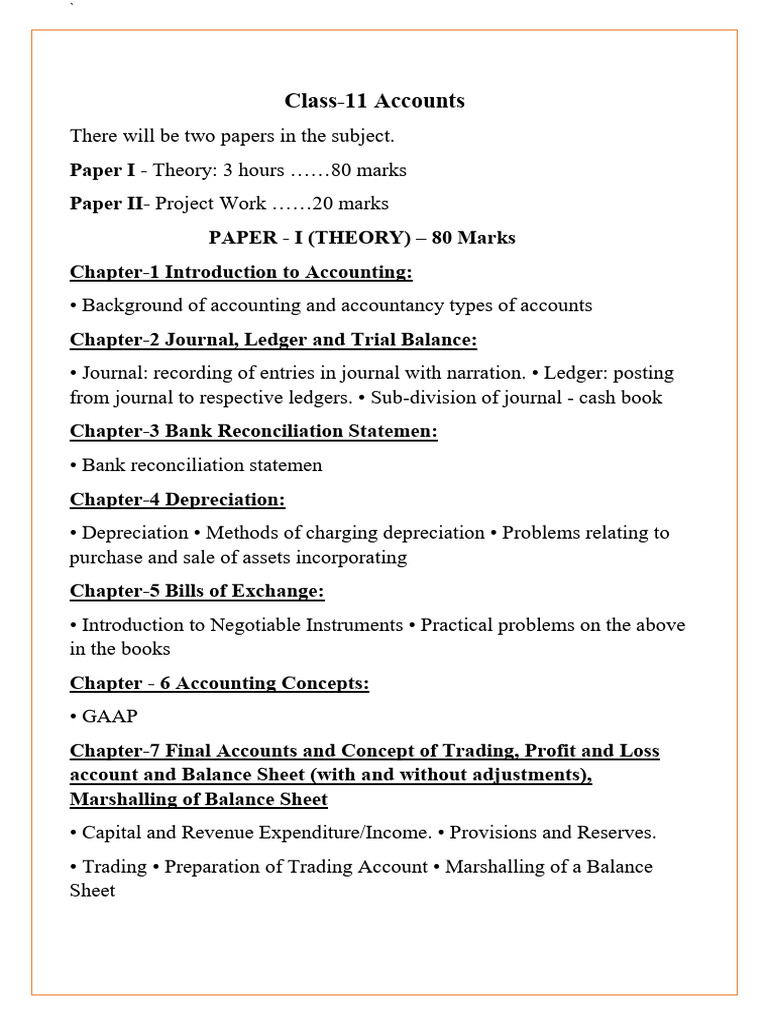 ISC Class 11 Accounts Syllabus - Free PDF Download | PDF | Expense ...