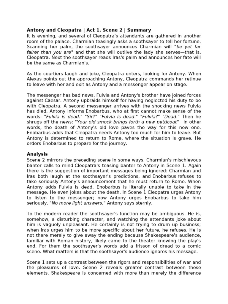 ACT 1 SCENE 2 SUMMARY AND ANALYSIS | PDF