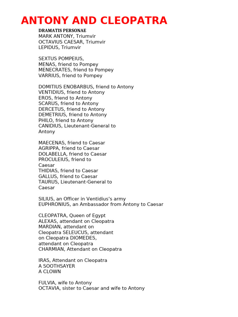 ANTONY AND CLEOPATRA ACT 123 TRANSLATION | PDF | Mark Antony | Cleopatra