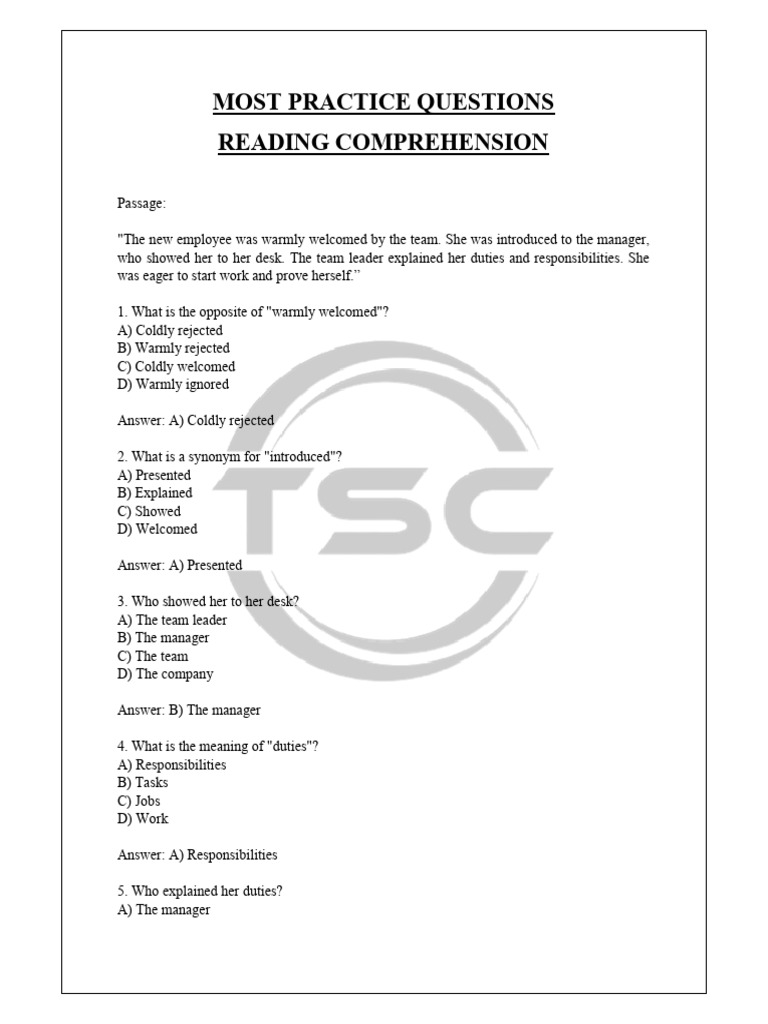 Reading Comprehension Practice Questions | PDF | Economies