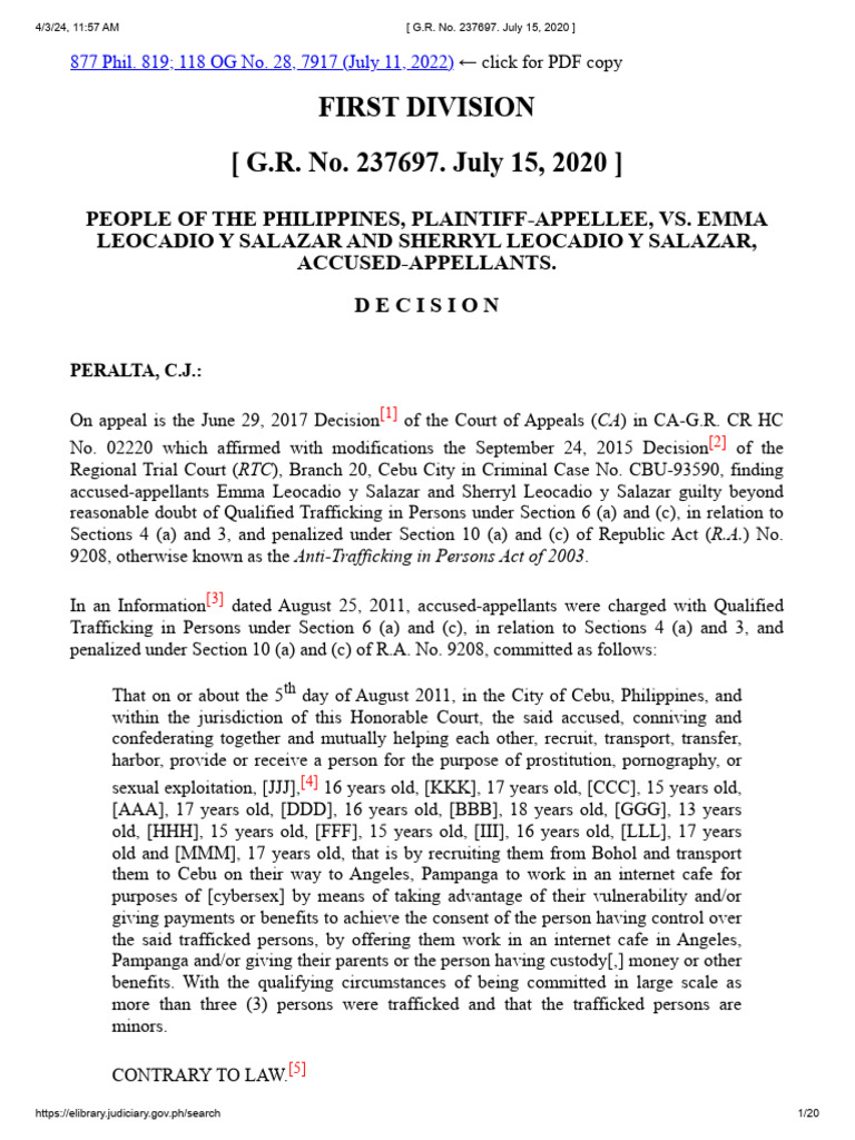 PP v. Leocadio | PDF | Sexual Slavery | Human Trafficking