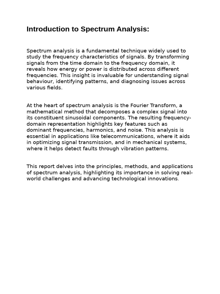 Report of Spectrum Analysis | PDF | Spectral Density | Fourier Transform