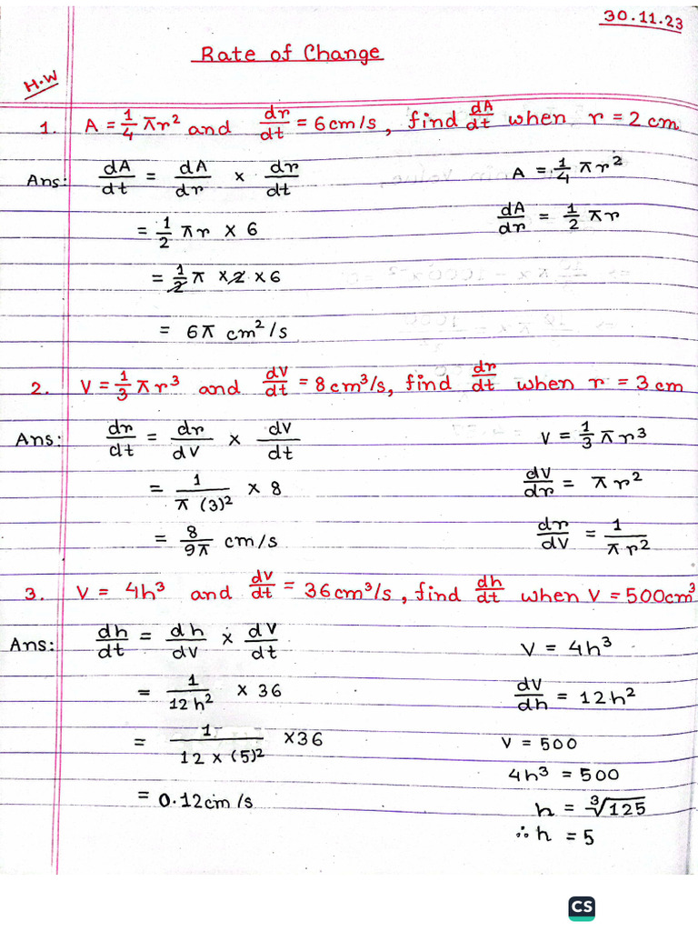 Rate of Change Approximation Solution | PDF