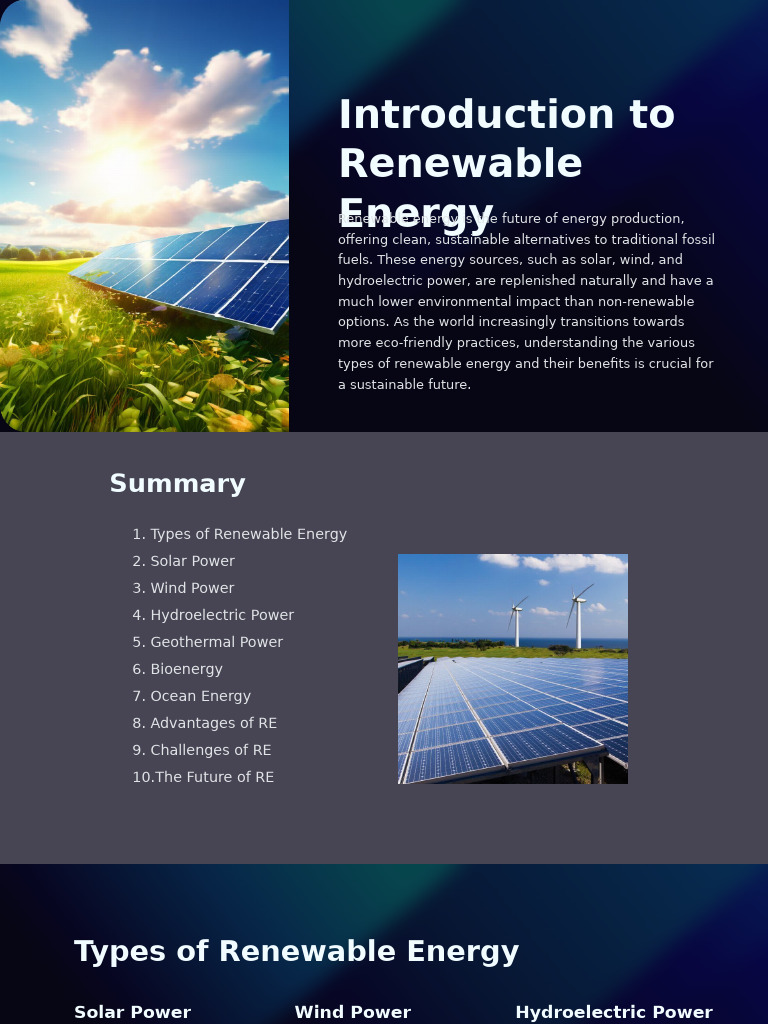 Introduction to Renewable Energy | PDF | Renewable Energy | Energy ...