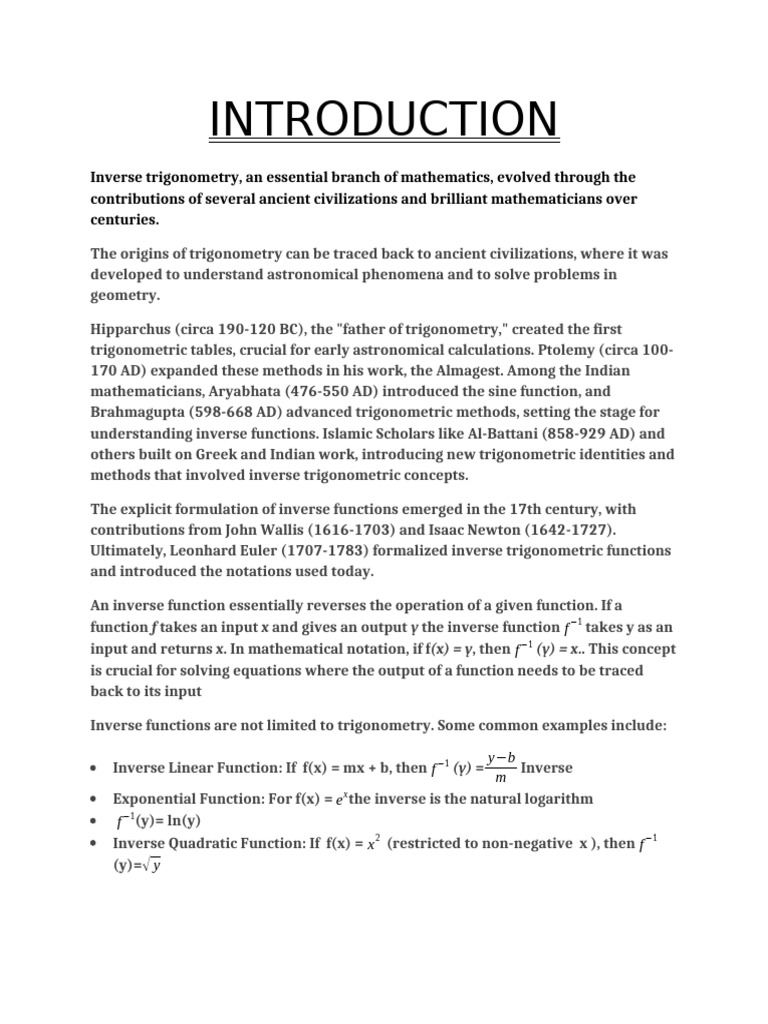 Inverse Trigonometry Pdf Trigonometric Functions Trigonometry