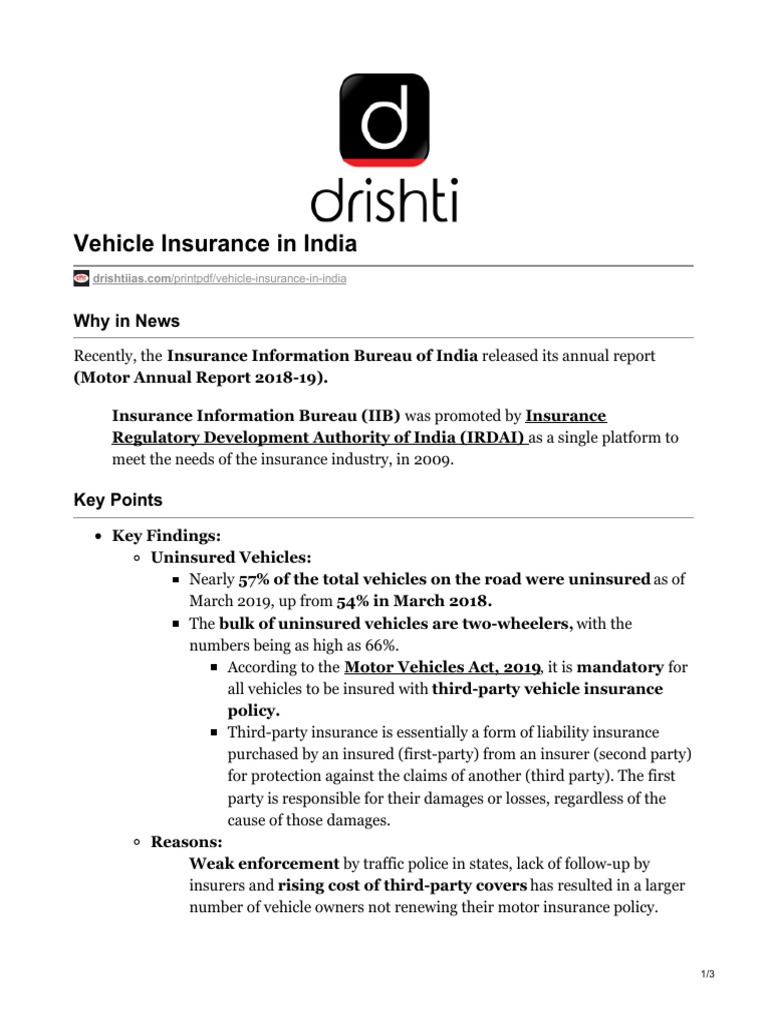 Vehicle Insurance in India | PDF | Vehicle Insurance | Insurance