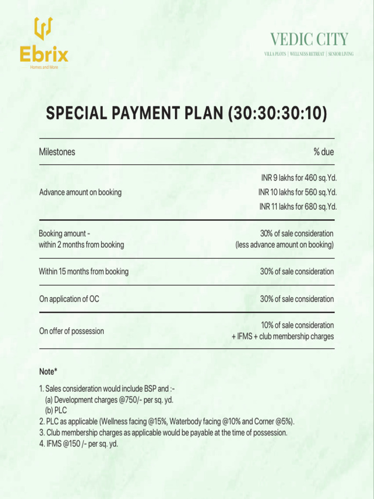 Special Payment Plan for Villa Plots | PDF